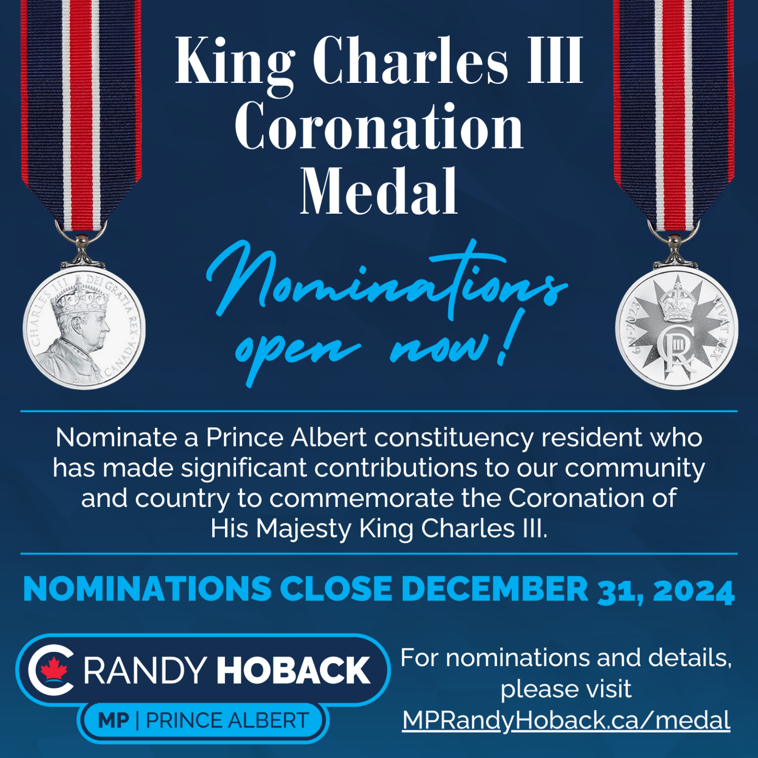 King Charles III Coronation Medal Nominations Open Now! | MP Randy Hoback